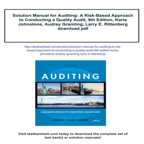 Solution Manual for Auditing: A Risk-Based Approach to Conducting a Quality Audit, 9th Edition ...