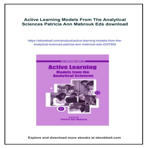 Active Learning Models From The Analytical Sciences Patricia Ann ...