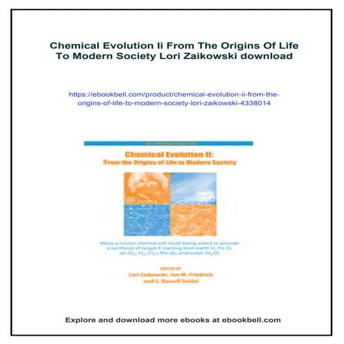 Chemical Evolution Ii From The Origins Of Life To Modern Society Lori ...