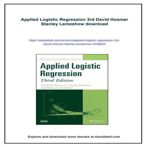 Applied Logistic Regression 3rd David Hosmer Stanley Lemeshow | PDF