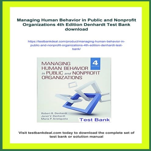 Managing Human Behavior in Public and Nonprofit Organizations 4th ...