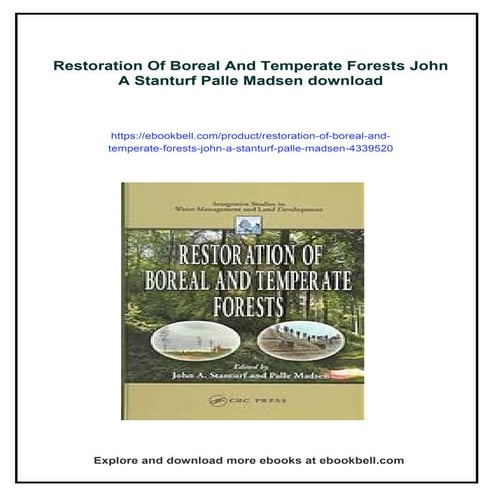 Restoration Of Boreal And Temperate Forests John A Stanturf Palle Madsen | PDF