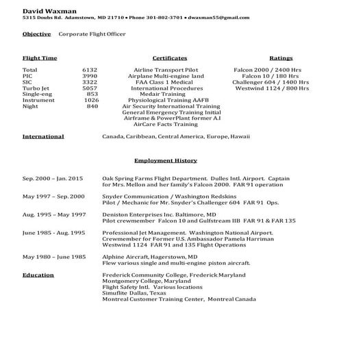 David resume Word Doc | PDF