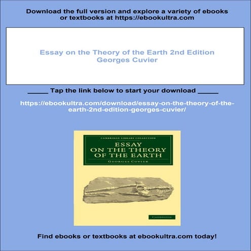 Essay on the Theory of the Earth 2nd Edition Georges Cuvier | PDF
