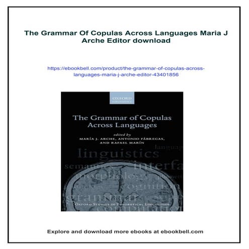 The Grammar Of Copulas Across Languages Maria J Arche Editor | PDF