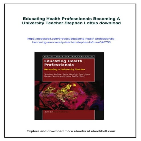 Educating Health Professionals Becoming A University Teacher Stephen ...