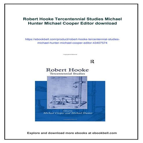 Robert Hooke Tercentennial Studies Michael Hunter Michael Cooper Editor ...