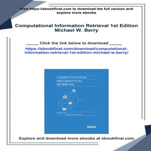 Full Download Computational Information Retrieval 1st Edition Michael W. Berry PDF DOCX | PDF