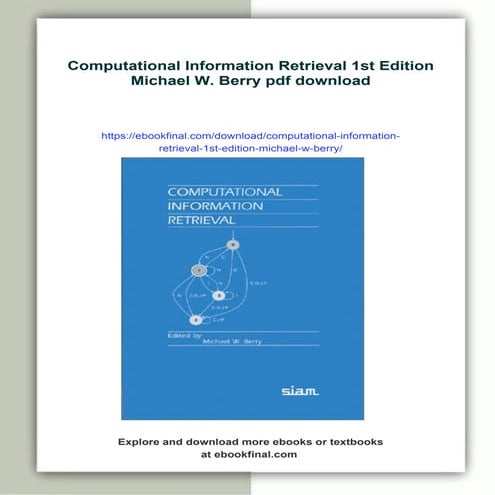 Computational Information Retrieval 1st Edition Michael W. Berry | PDF