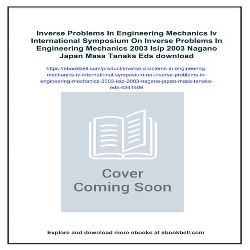 Inverse Problems In Engineering Mechanics Iv International Symposium On ...