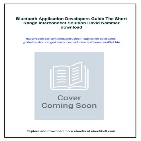 Bluetooth Application Developers Guide The Short Range Interconnect Solution David Kammer | PDF
