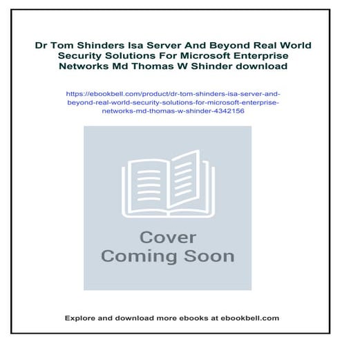 Dr Tom Shinders Isa Server And Beyond Real World Security Solutions For ...