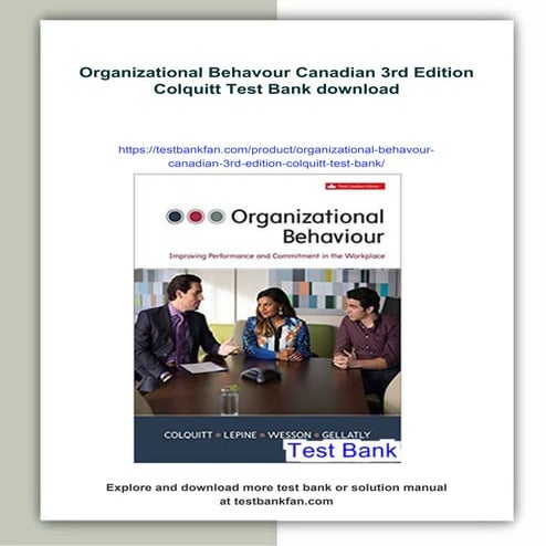 Organizational Behavour Canadian 3rd Edition Colquitt Test Bank | PDF