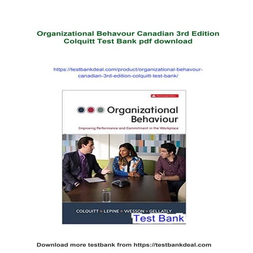 Organizational Behavour Canadian 3rd Edition Colquitt Test Bank | PDF