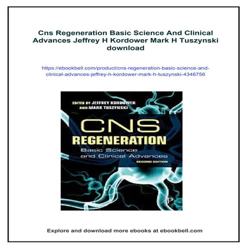 Cns Regeneration Basic Science And Clinical Advances Jeffrey H Kordower ...