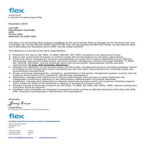 CQA Letter #1 2016 - Flex | PDF