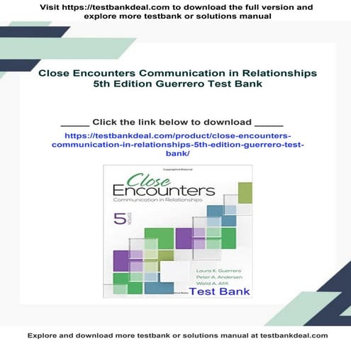 Close Encounters Communication in Relationships 5th Edition Guerrero ...