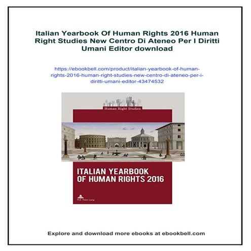 Italian Yearbook Of Human Rights 2016 Human Right Studies New Centro Di Ateneo Per I Diritti ...