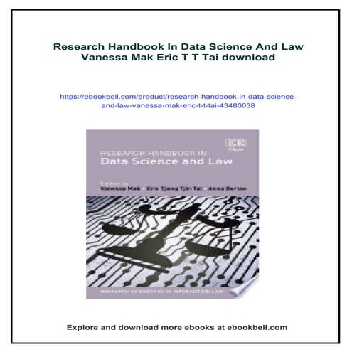 Research Handbook In Data Science And Law Vanessa Mak Eric T T Tai | PDF