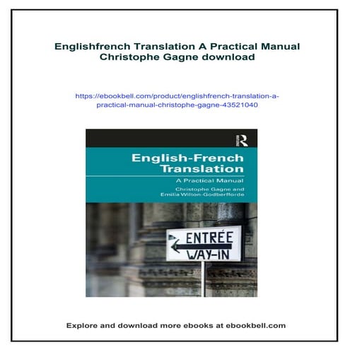 Englishfrench Translation A Practical Manual Christophe Gagne | PDF