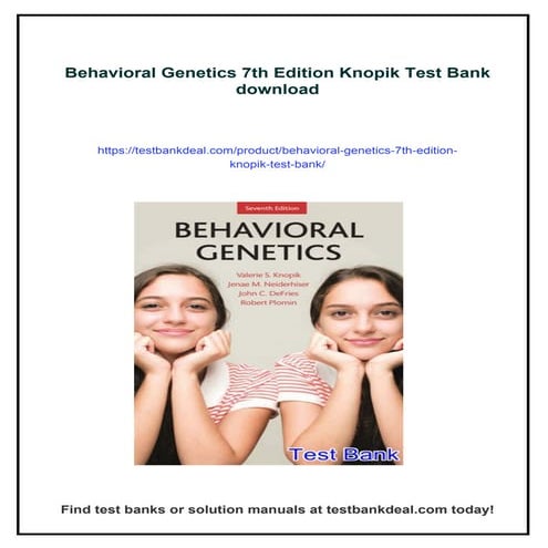 Behavioral Genetics 7th Edition Knopik Test Bank | PDF