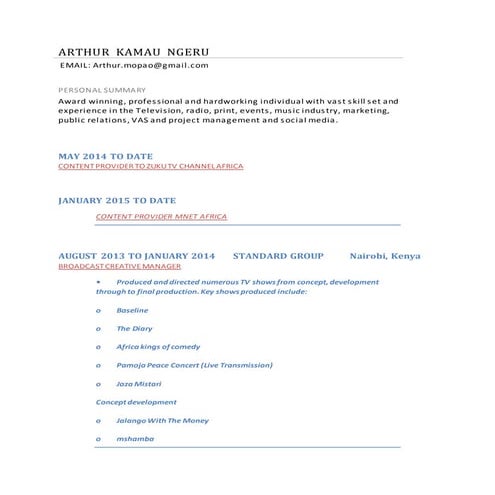 RESUME ARTHUR K | PDF