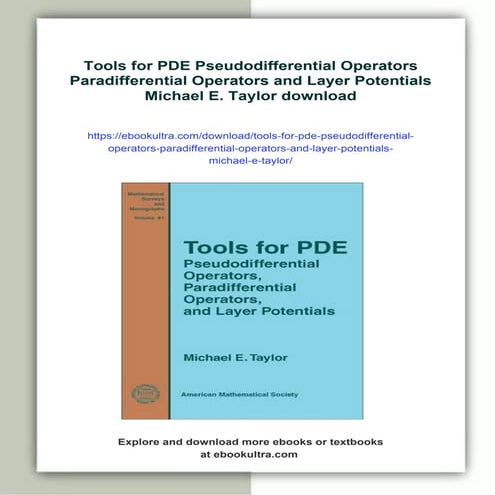 Tools for PDE Pseudodifferential Operators Paradifferential Operators and Layer Potentials ...
