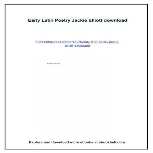 Download full ebook of Early Latin Poetry Jackie Elliott instant ...