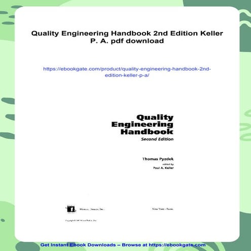 Quality Engineering Handbook 2nd Edition Keller P. A. | PDF