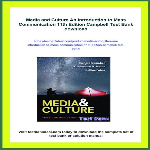 Media and Culture An Introduction to Mass Communication 11th Edition ...