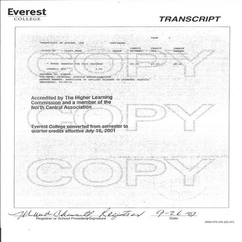 Associates Degree Transcript page 3 | PDF
