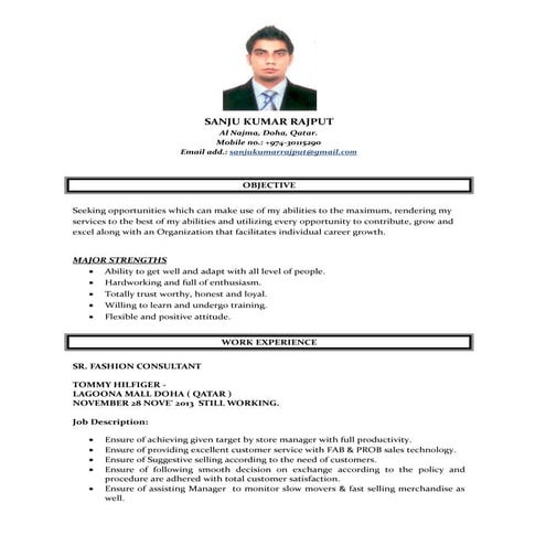 SANJU CV 2016 | PDF