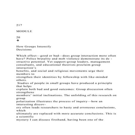 217MODULE20 How Groups Intensify Decisions.docx