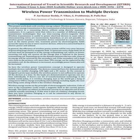 PROJECT REPORT ON WIRELESS POWER TRANSMISSION | PDF