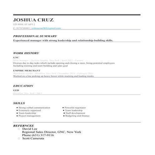 Joshua Cruz Resume 2 | DOC
