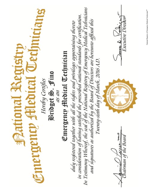 NREMT EMT A Bridget Fino | PDF