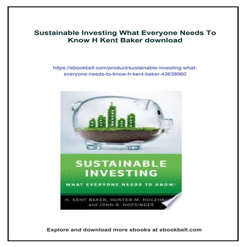 Sustainable Investing What Everyone Needs To Know H Kent Baker | PDF