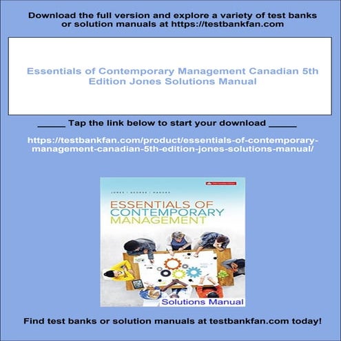 Essentials of Contemporary Management Canadian 5th Edition Jones ...