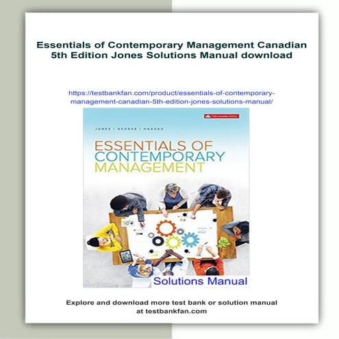 Essentials of Contemporary Management Canadian 5th Edition Jones ...