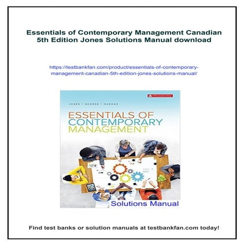 Essentials of Contemporary Management Canadian 5th Edition Jones ...