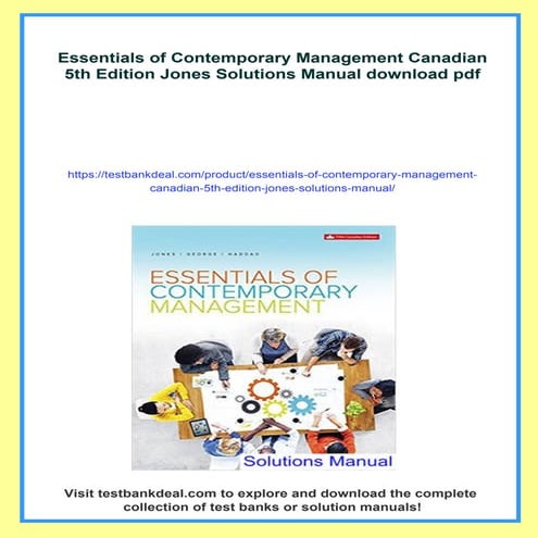 Essentials of Contemporary Management Canadian 5th Edition Jones ...