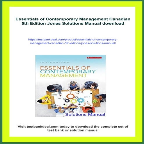 Essentials of Contemporary Management Canadian 5th Edition Jones ...