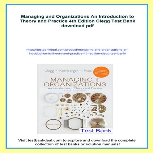 Managing and Organizations An Introduction to Theory and Practice 4th ...