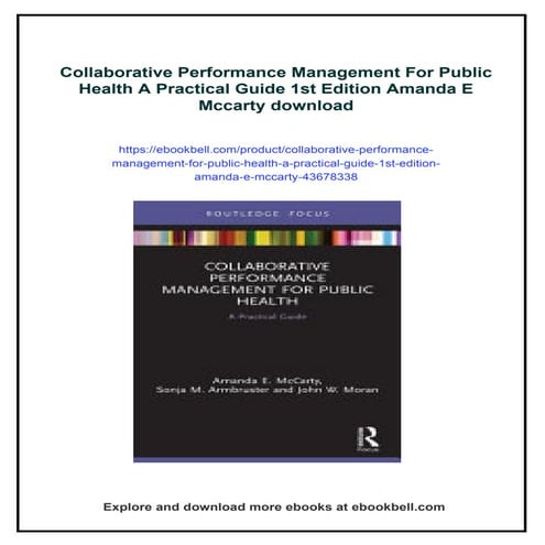Collaborative Performance Management For Public Health A Practical ...