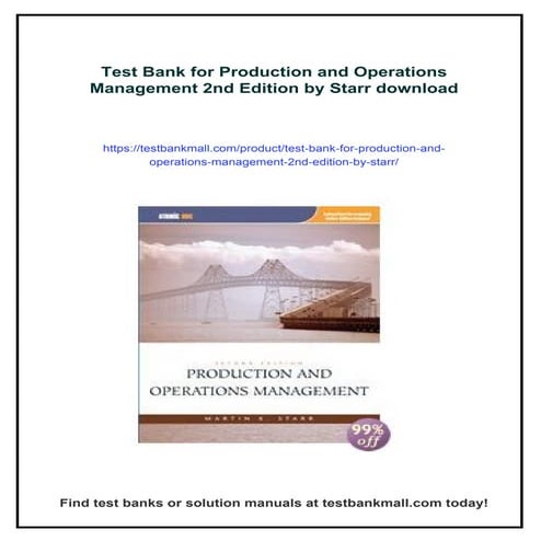 Test Bank for Production and Operations Management 2nd Edition by Starr ...