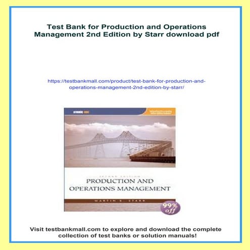 Test Bank for Production and Operations Management 2nd Edition by Starr ...