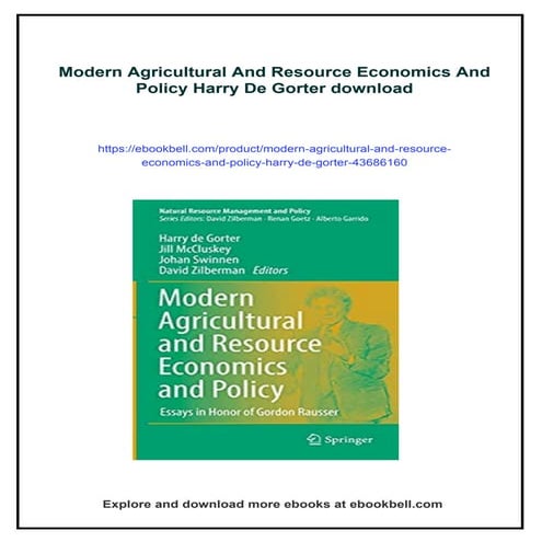 Modern Agricultural And Resource Economics And Policy Harry De Gorter | PDF