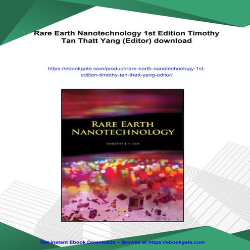 Rare Earth Nanotechnology 1st Edition Timothy Tan Thatt Yang (Editor) | PDF