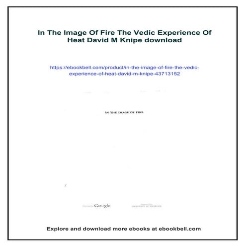 In The Image Of Fire The Vedic Experience Of Heat David M Knipe | PDF