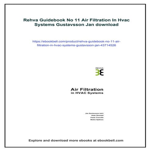 Rehva Guidebook No 11 Air Filtration In Hvac Systems Gustavsson Jan | PDF